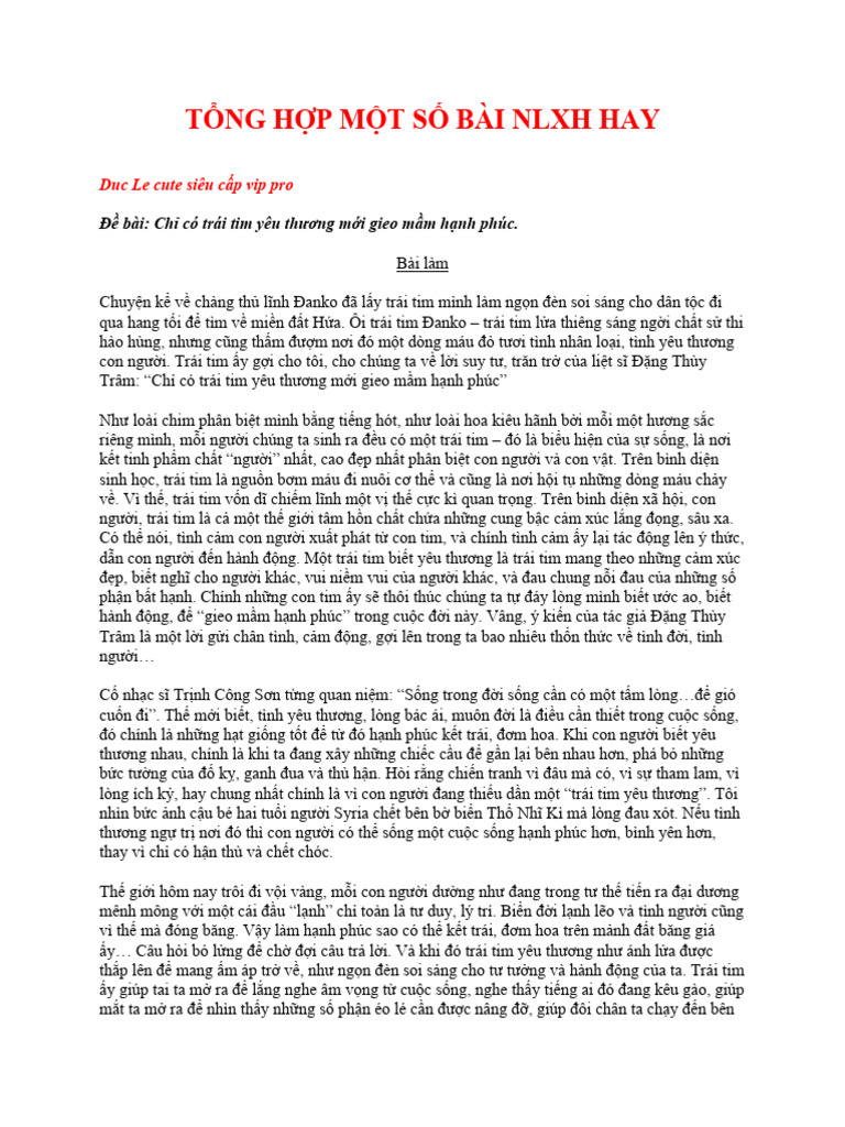 Tổng Hợp Một Số Bài Nlxh Sưu Tầm | PDF