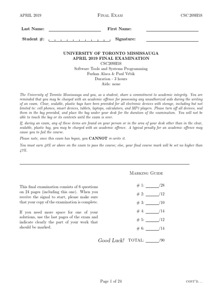 Final Exam Good Luck Pdf Pointer Computer Programming Computer Program