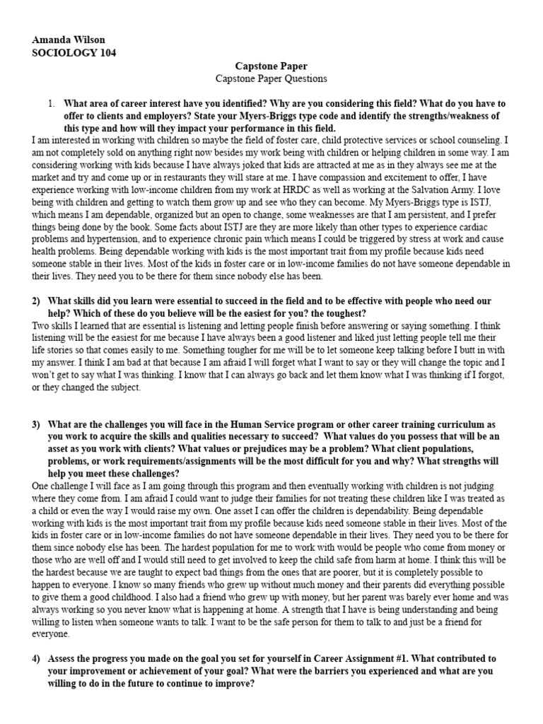 Capstone Paper | Download Free PDF | Psychology | Behavioural Sciences