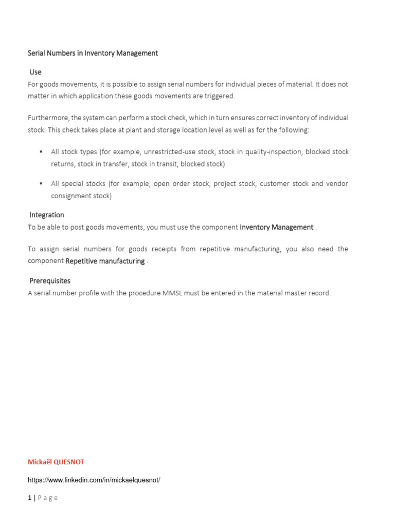 Serial Number Management Guide | PDF | Inventory | Goods