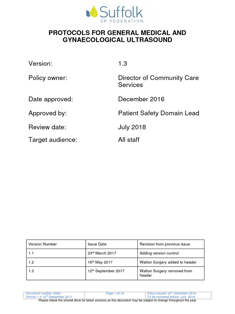Protocols For General Medical and Gynaecological Ultrasound - 086 - v1 ...