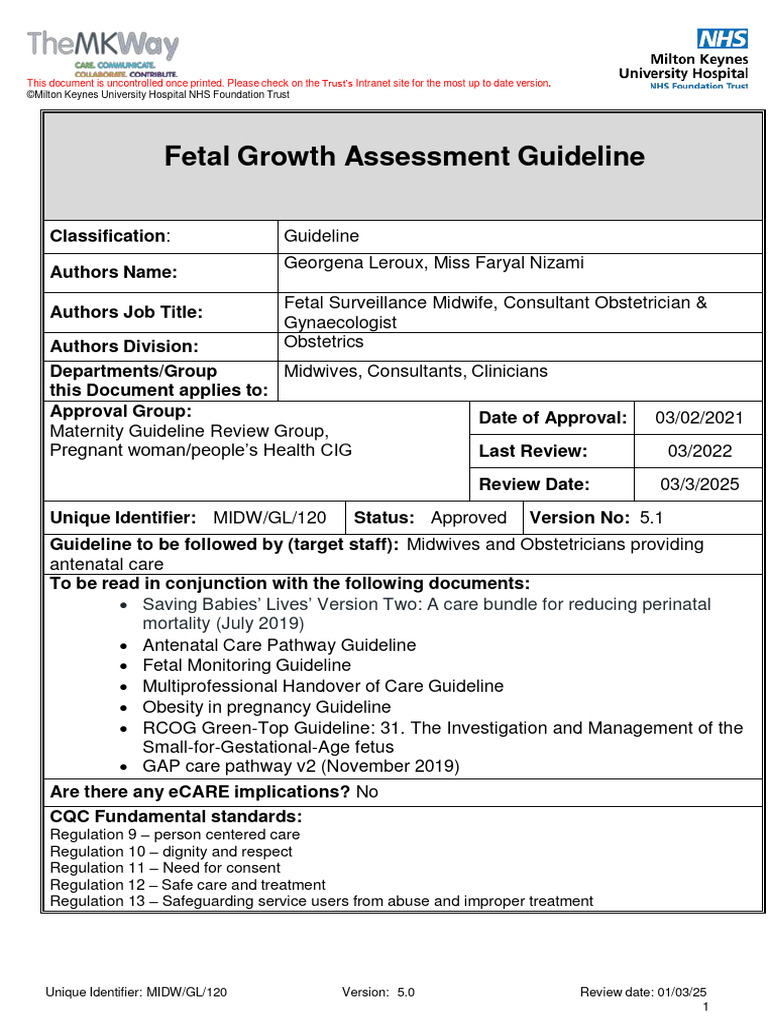 Fetal Growth Assessment Guideline | PDF | Pregnancy | Childbirth