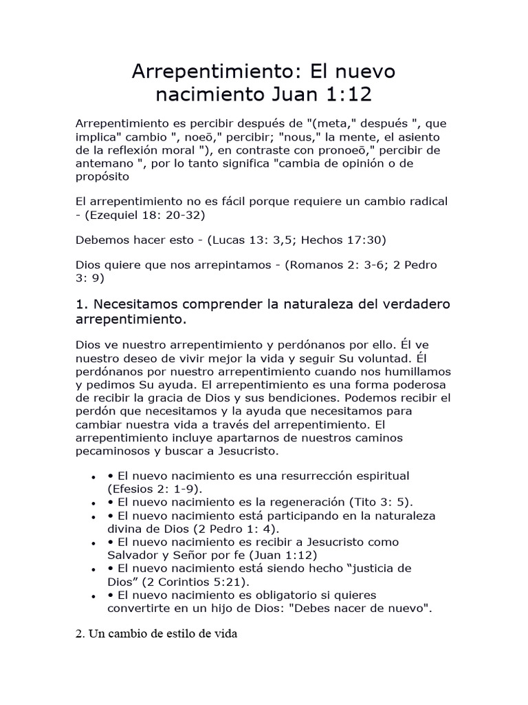 Arrepentimiento | PDF | Jesús | Pecado
