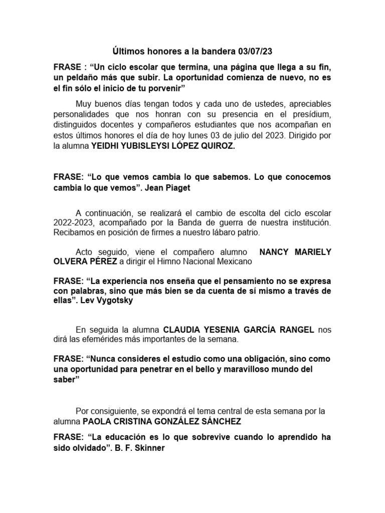 Últimos honores a la bandera_NORMAL | PDF