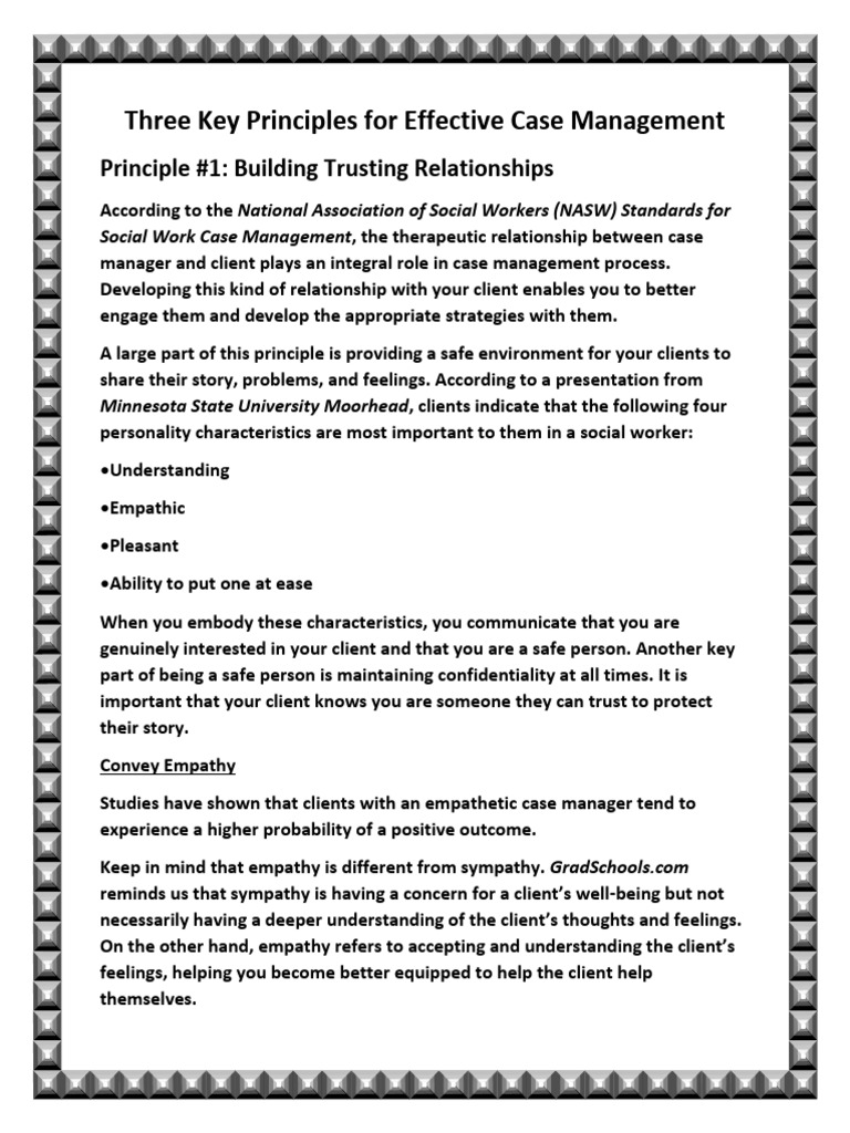 Three Key Principles For Effective Case Management | PDF | Empathy ... Three Key Principles For Effective Case Management | PDF | Empathy ...