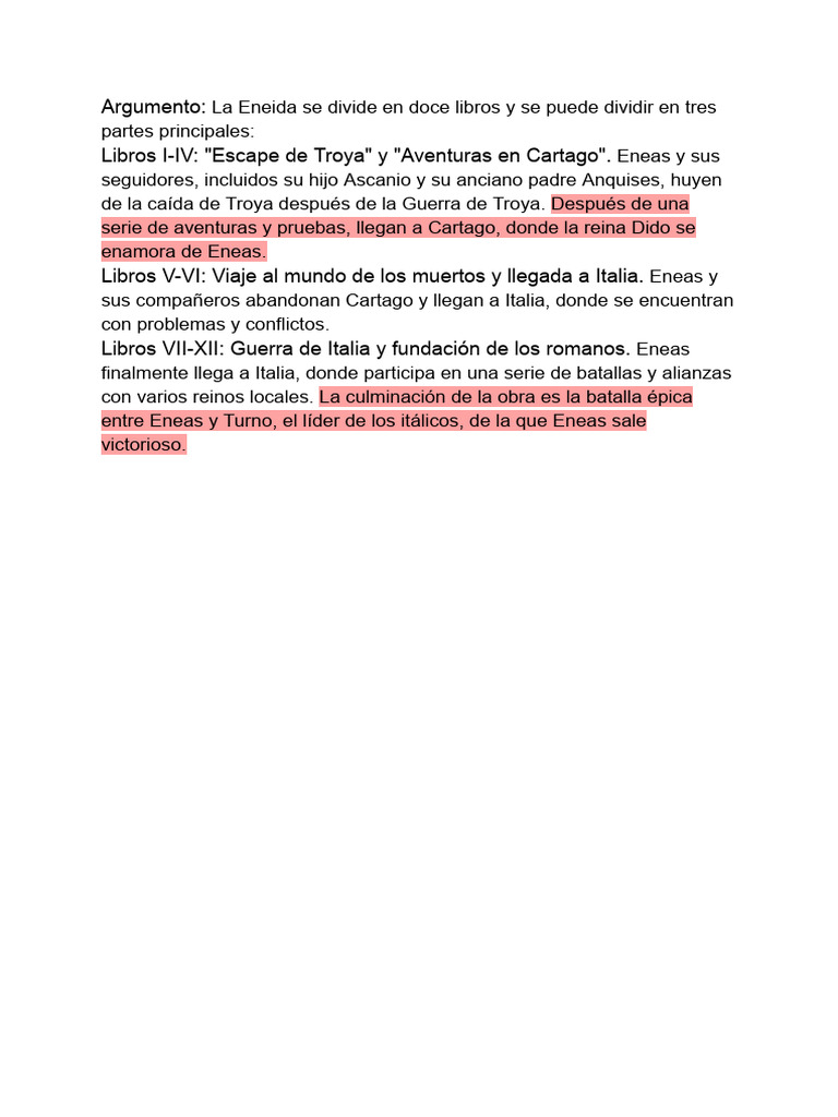Eneida Argumento | PDF