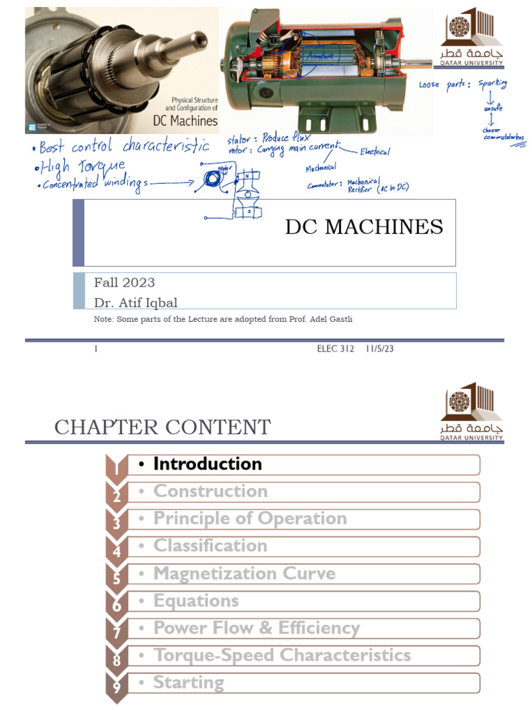 Chapter 4-DC Machines-Fall 2023 | PDF | Electric Motor | Mechanical Engineering