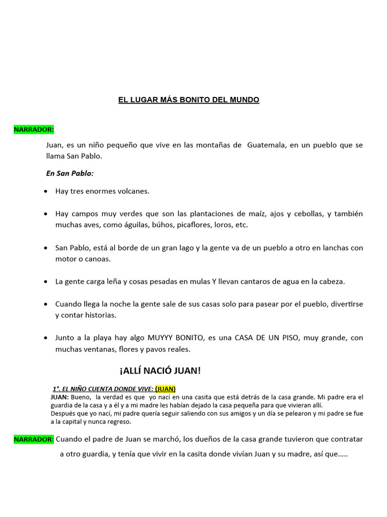 El Lugar Mas Bonito Del Mundo-Resumen | PDF