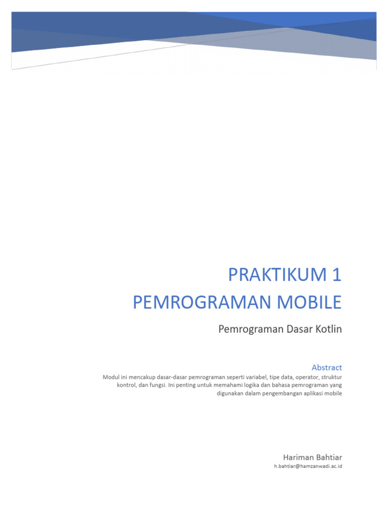 Modul Praktikum 1 Pemrograman Mobile | PDF