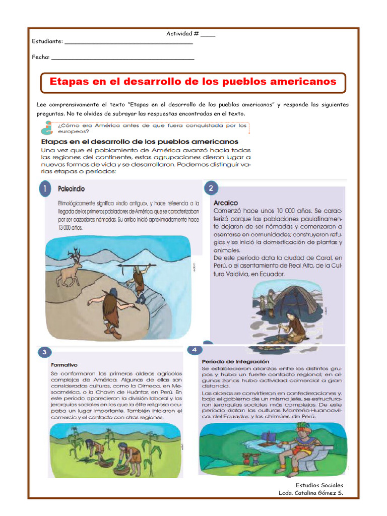 Etapas Pueblos Americanos Actividad Noveno | PDF