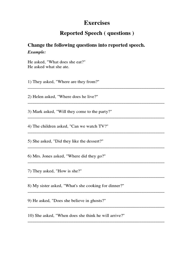 Lesson - 06 - 6 - Exercise (Reported Speech - Questions) | PDF ...