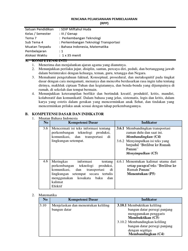 tt1 PKP Siklus 1 | PDF | Seni | Sains & Matematika