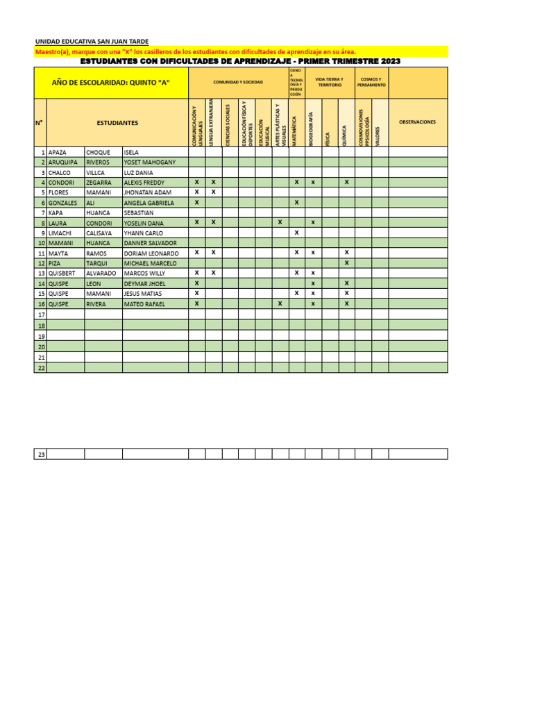 5to A.xlsx - Hoja1 | PDF