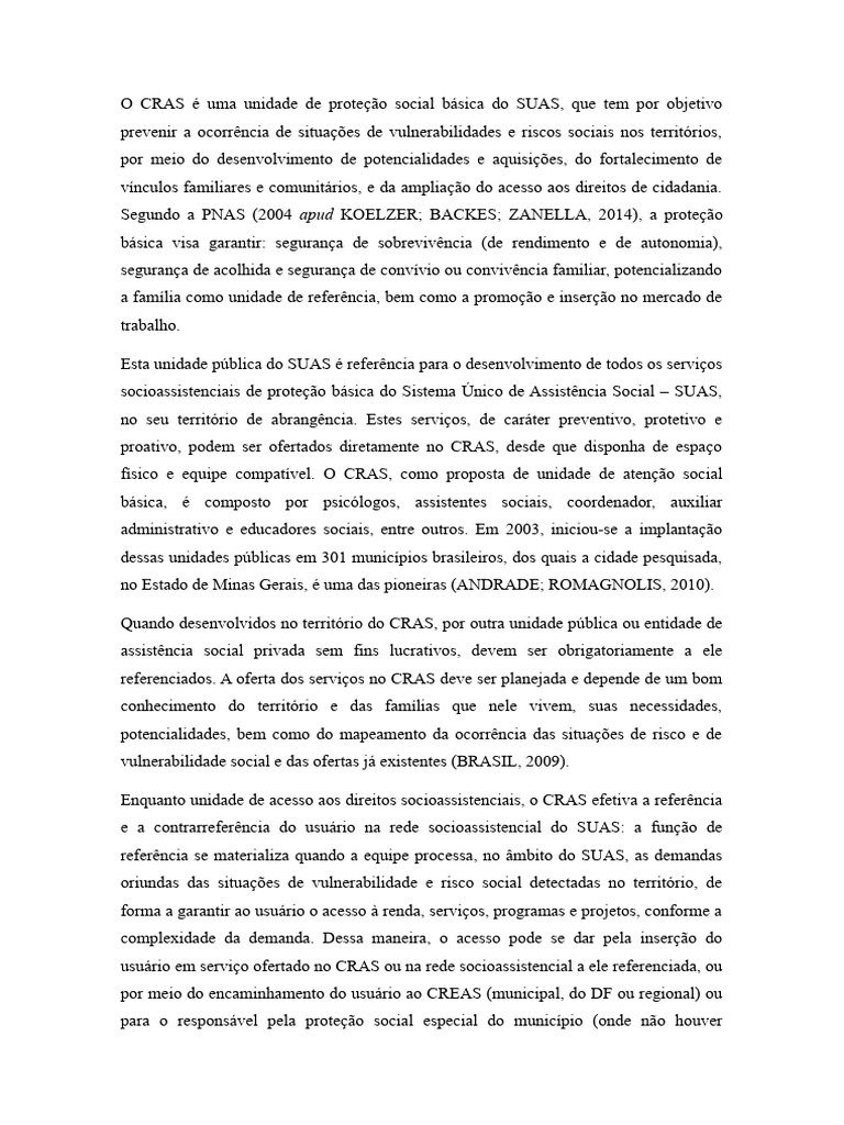 O Que É o CRAS | PDF | Trabalho social | Brasil