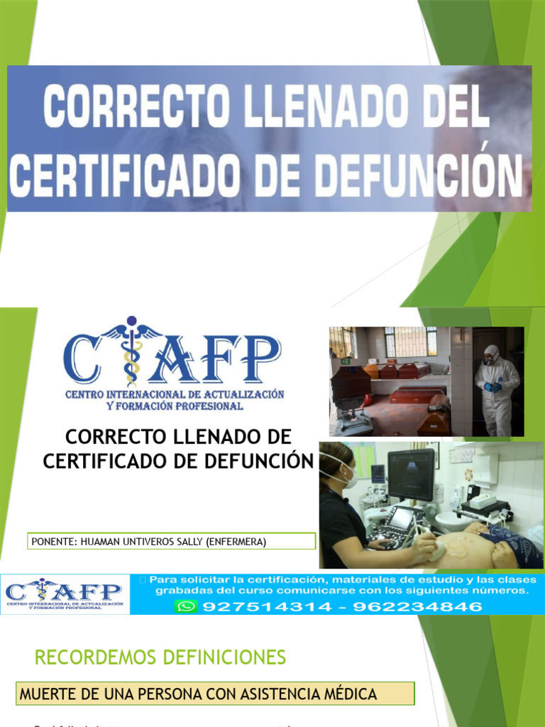 Correcto Llenado de Certificado de Defuncion | PDF | Muerte | Cuidado ...