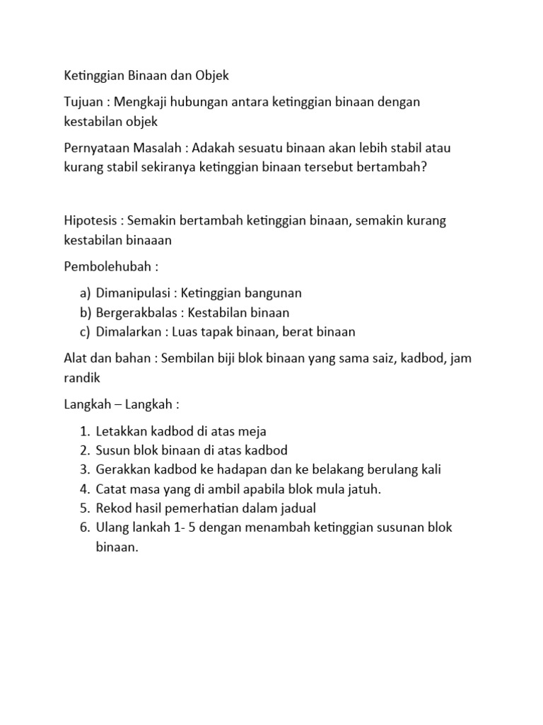 Ketinggian Binaan Dan Objek | PDF