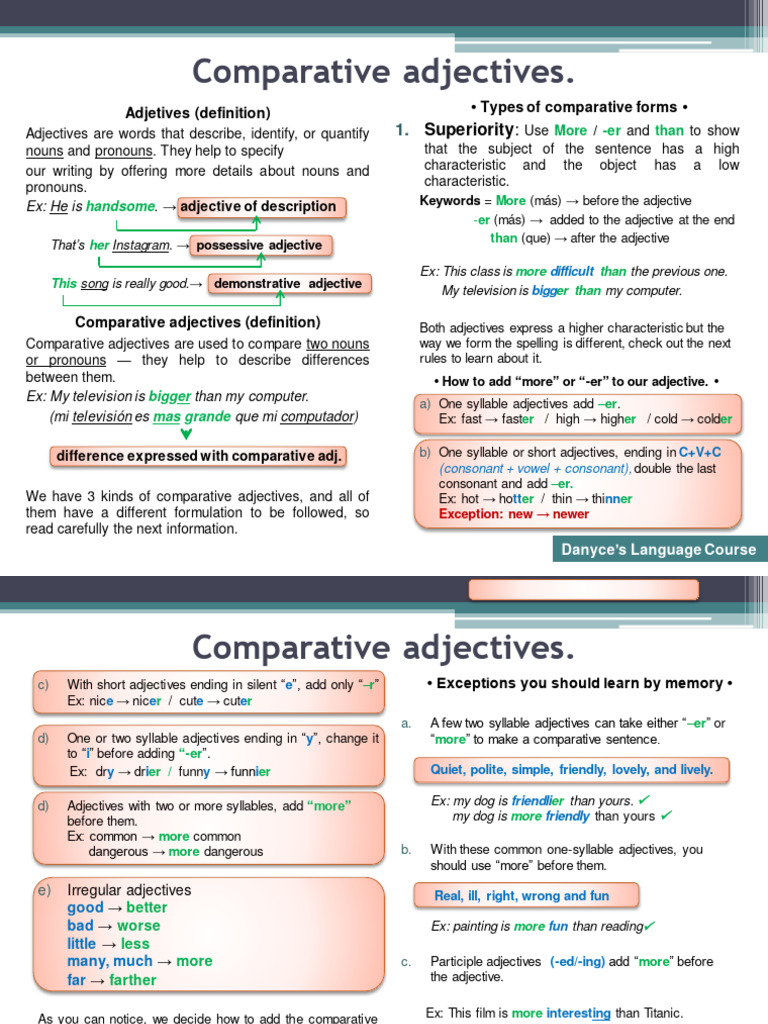 Comparative Adjectives - Study Plan | PDF | Adjective | Noun