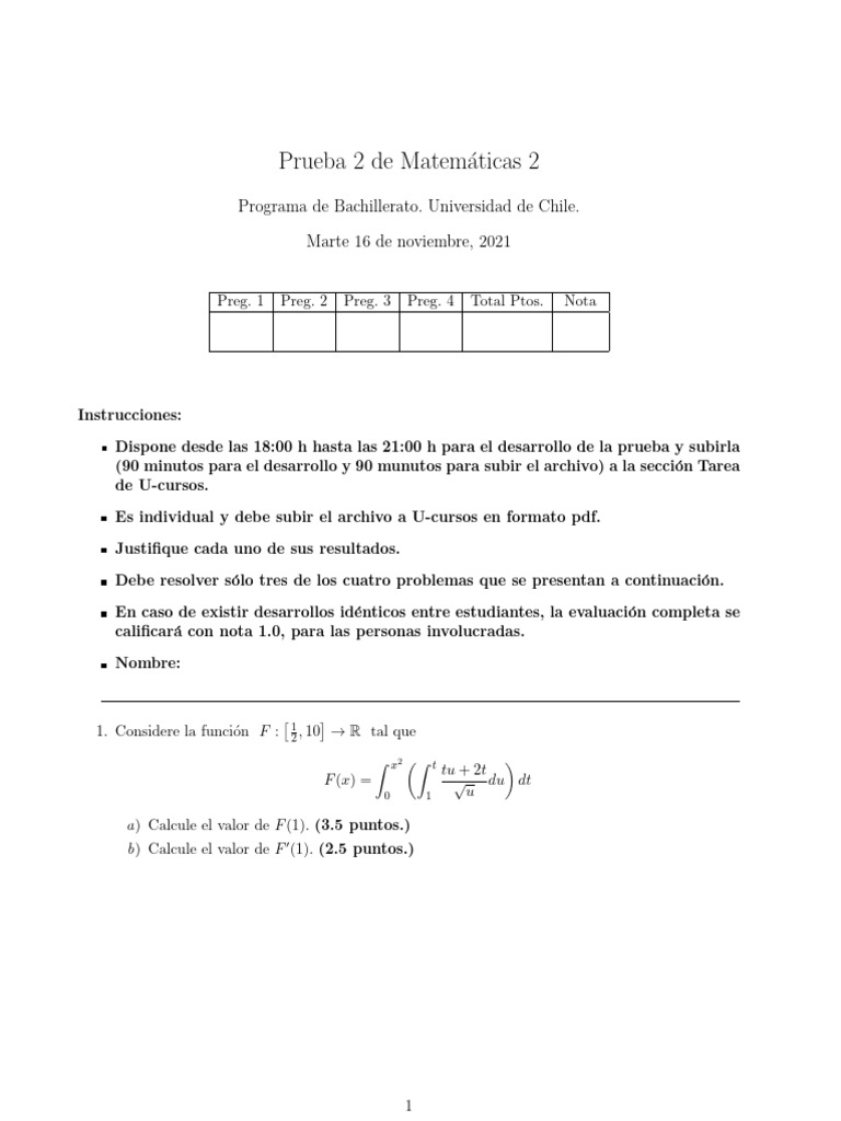 Prueba 2 | PDF | Matemáticas