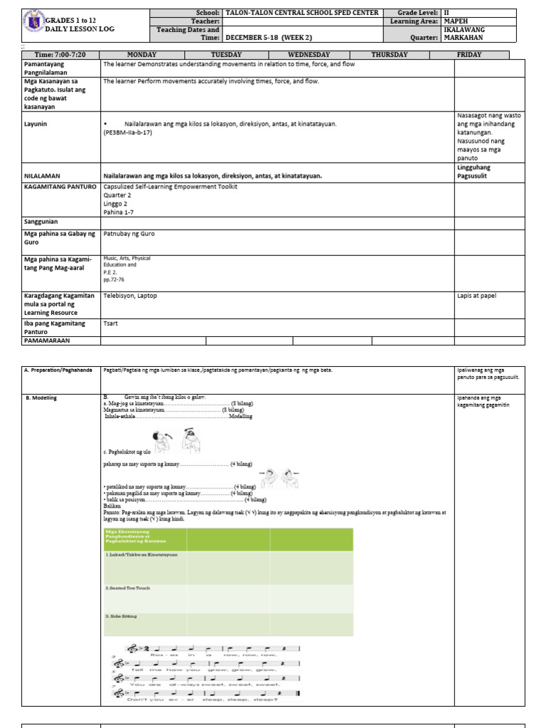 Q2 DLL Mapeh Week 5 | PDF
