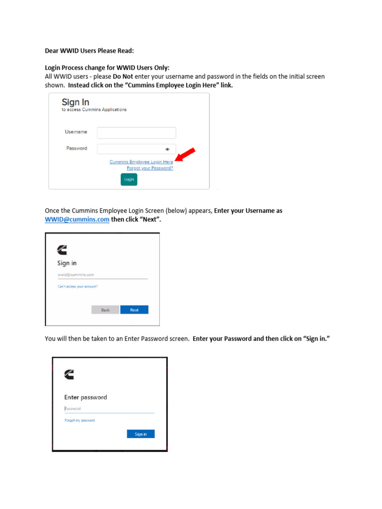 WWID User Login Change - Click Here For Instructions | PDF