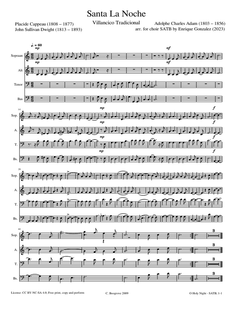 Santa La Noche | PDF | Vocal Music | Christmas Carols