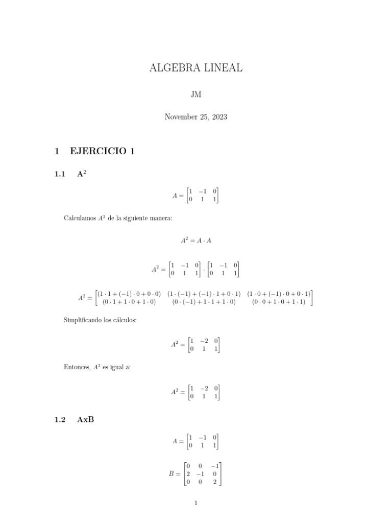 Deber 1.0 de Alg Lin I Lodana | PDF | Álgebra | Matemáticas