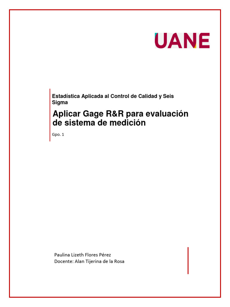 Análisis de Gage R&R en Medición | PDF | Medición | Análisis de variación