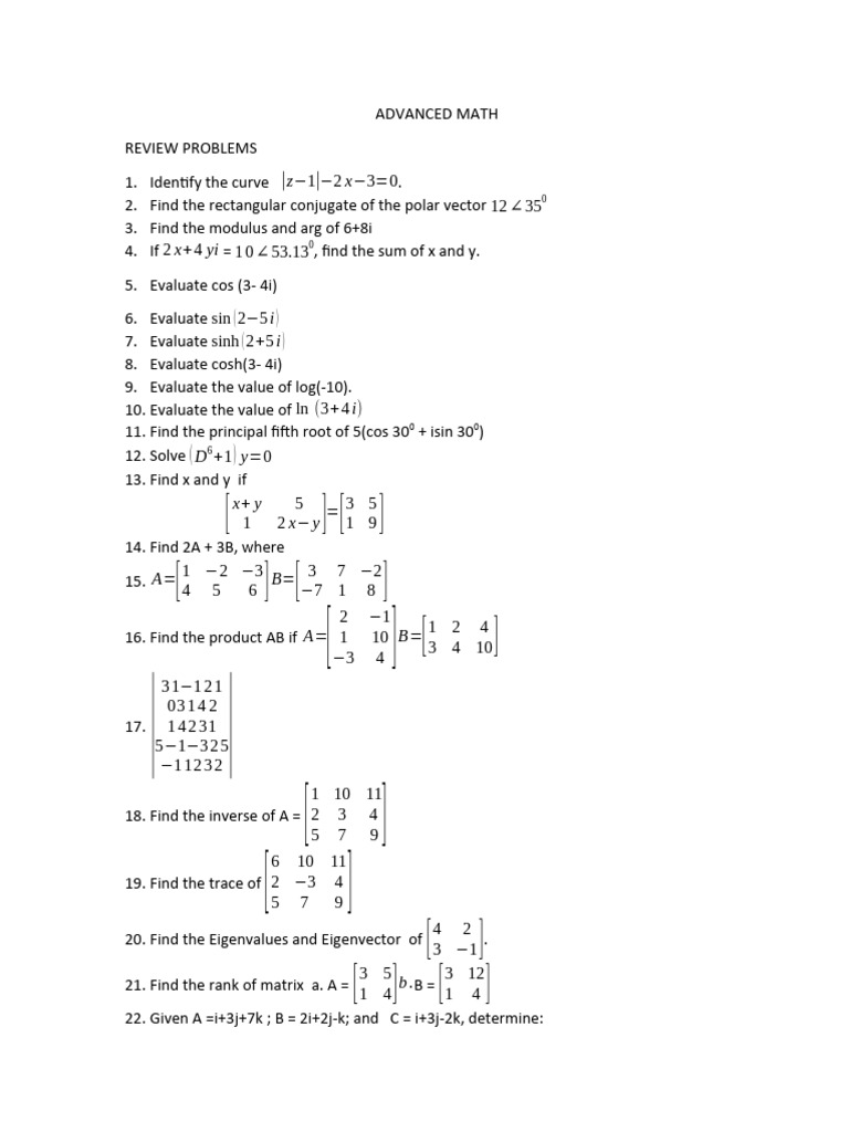 Advanced Math Revised 23 Ce | PDF | Euclidean Vector | Abstract Algebra