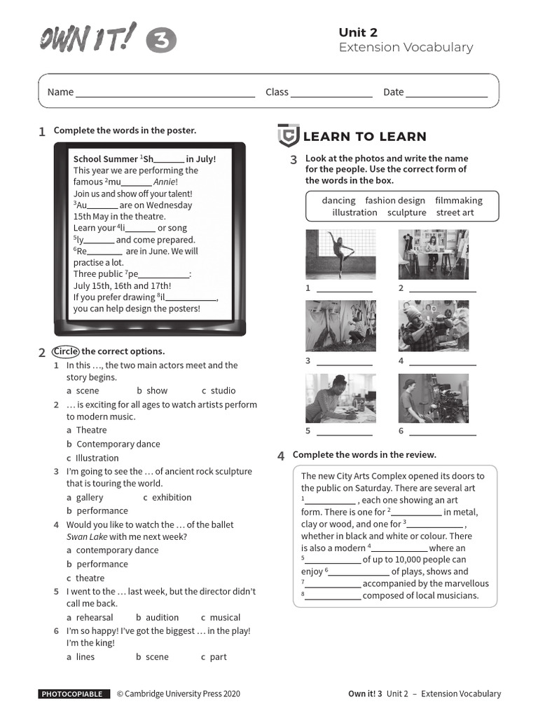Vocabulary Extension Unit2 Without Answers | PDF | Performing Arts ...