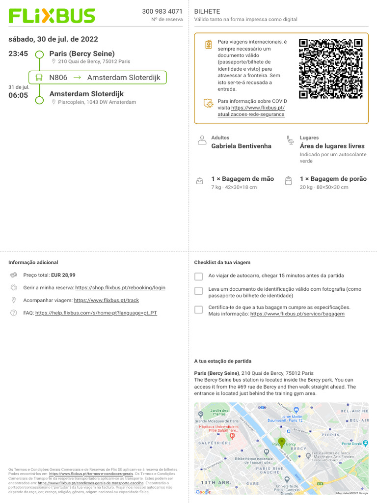 Bilhete FlixBus: Paris a Amsterdam | PDF | Documento | Globalização ...