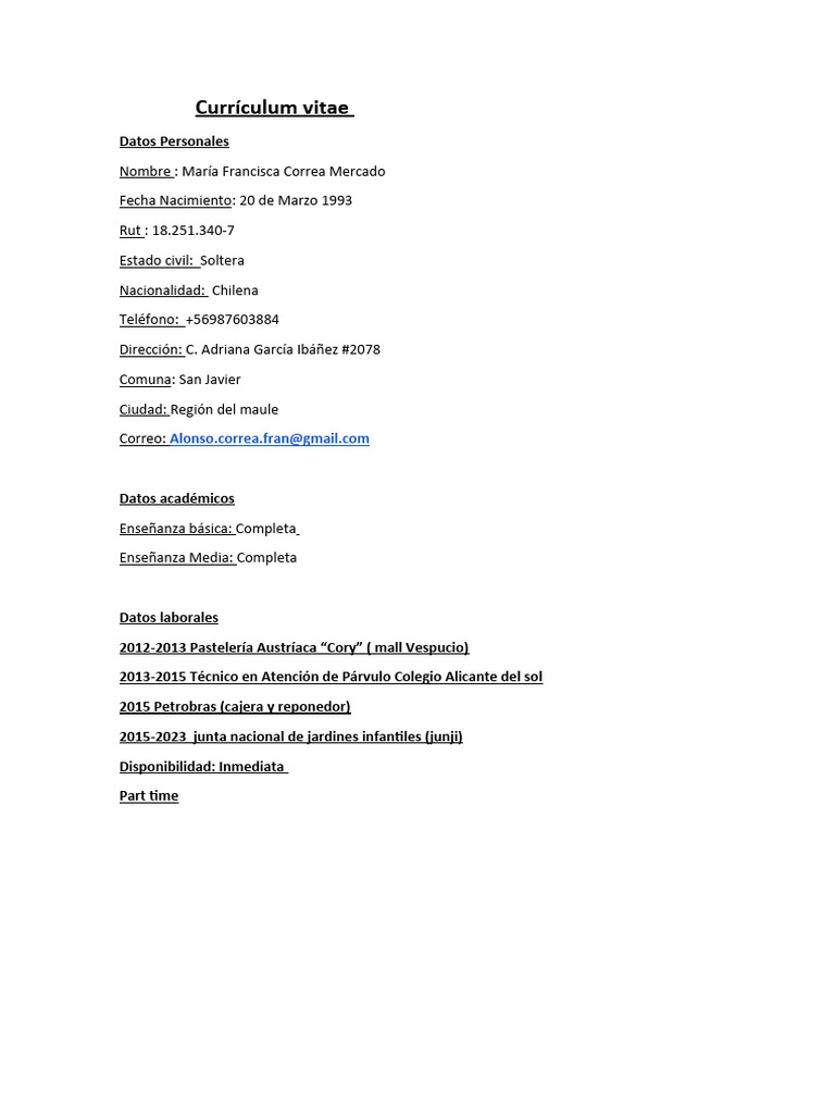 Currículum Fran | PDF