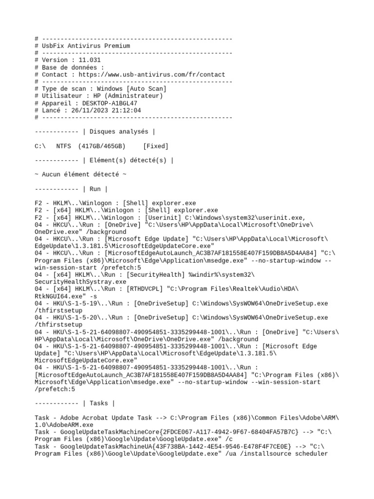 UsbFix Report | PDF | Windows Registry | Software