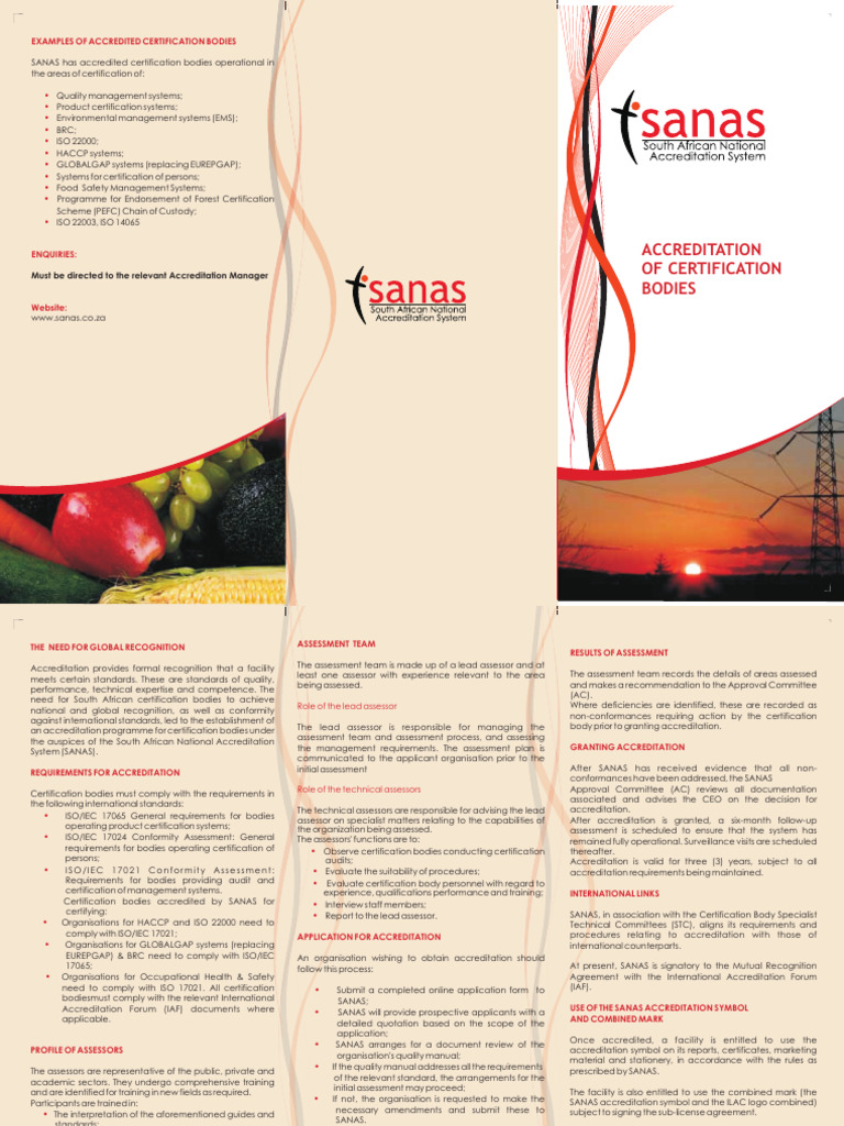 SANAS Accreditation for Certification Bodies | PDF | Certification ...