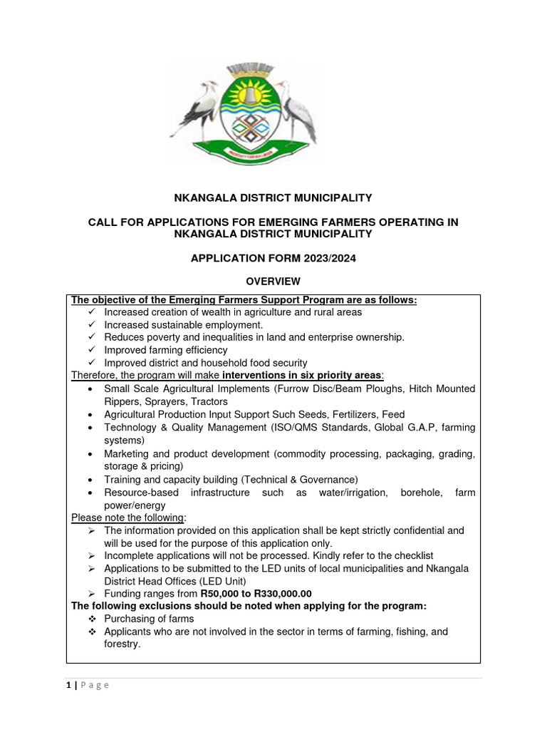Emerging Farmer Support Program Application Form Final 2023 | PDF ...