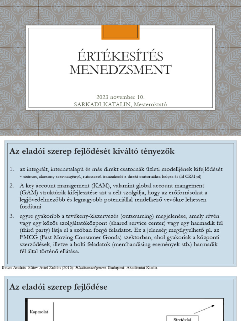 Sales MGMT Szeminárium - 2023 - 11 - 10 - Sarkadi - Katalin | PDF