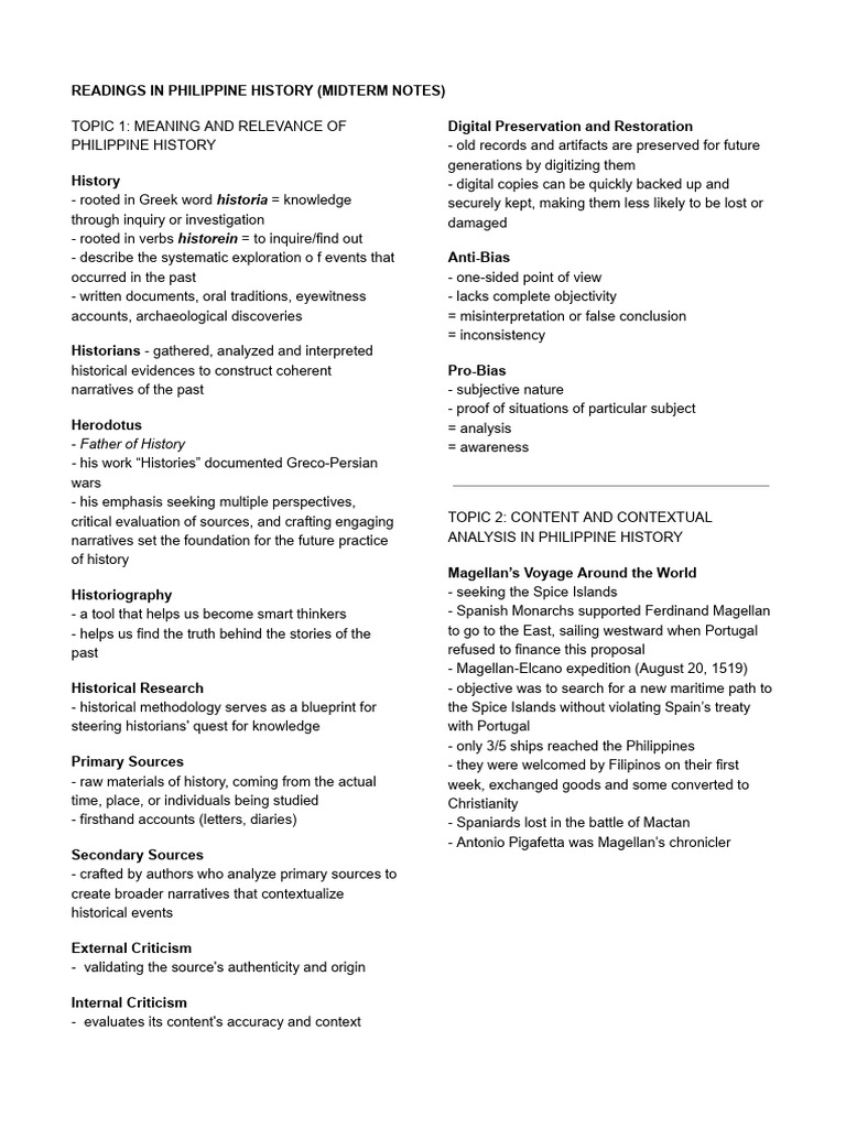 Philippine History Midterm Notes | PDF | Philippines