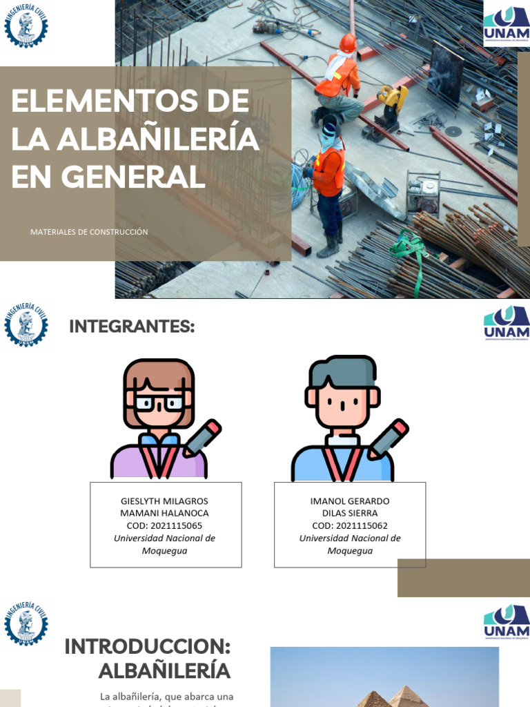 Elementos de Albañilería GRUPO 5 | PDF | Ladrillo | Yeso