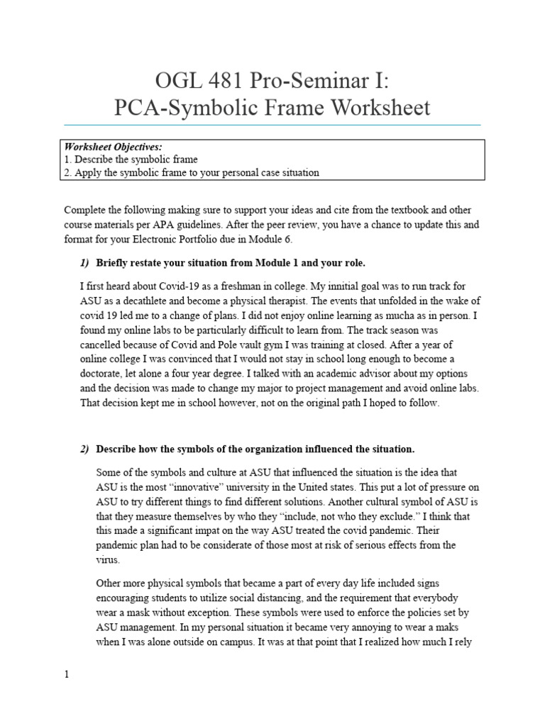 5 Symbolic Frame Worksheet Eport | PDF | Risk | Thought