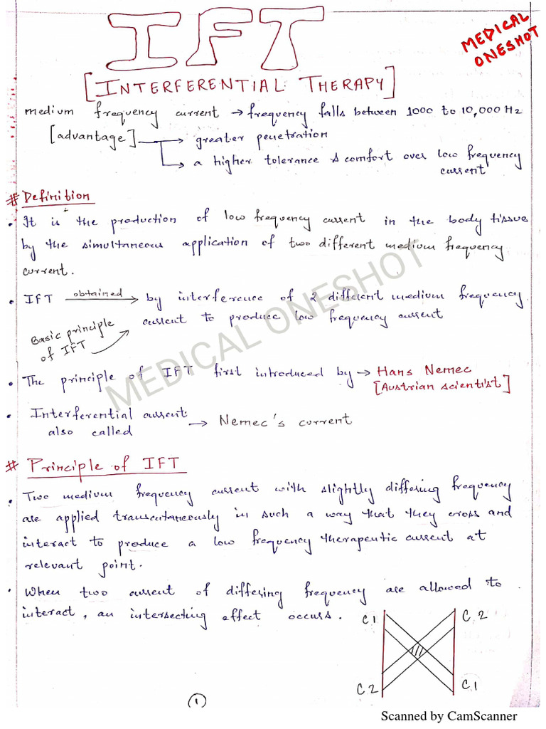 Interferential Therapy (Ift) Handwritten Notes PDF | PDF