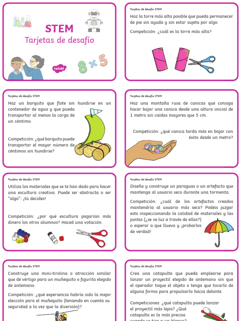 Tarjetas de Desafío STEM - 031740 | PDF | Juegos y actividades | Hogar ...