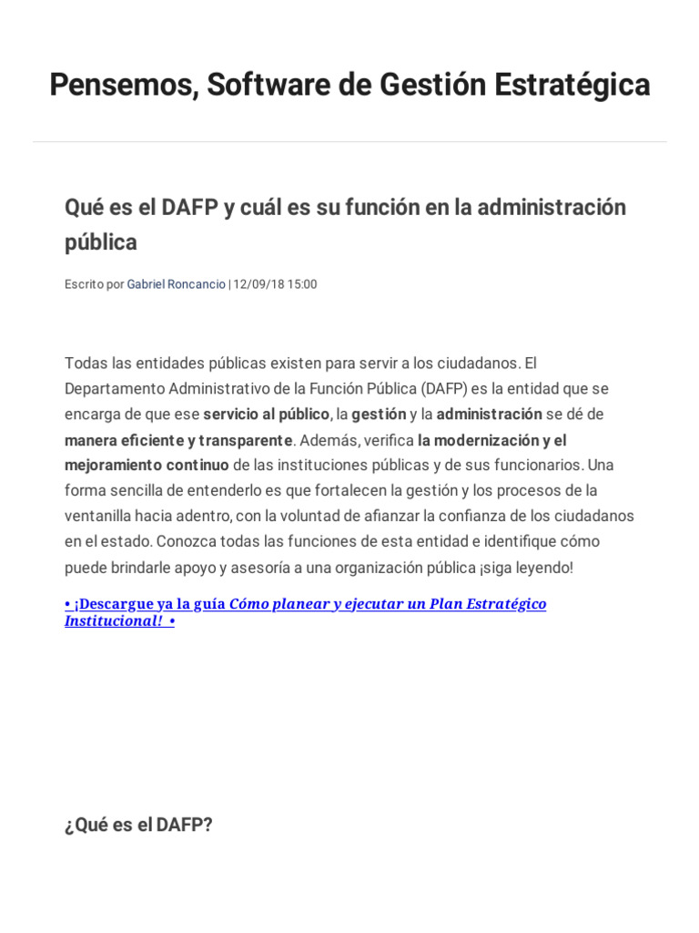 Qué Es El DAFP y Cuál Es Su Función en La Administración Pública | PDF ...