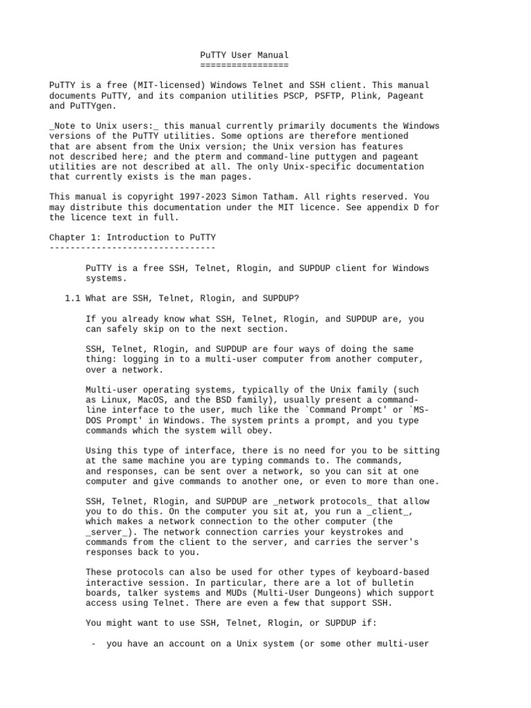 Puttydoc | PDF | Secure Shell | Port (Computer Networking)