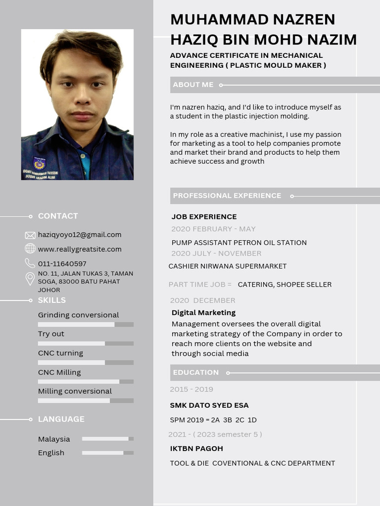 Resume Ojt Haziqku | PDF