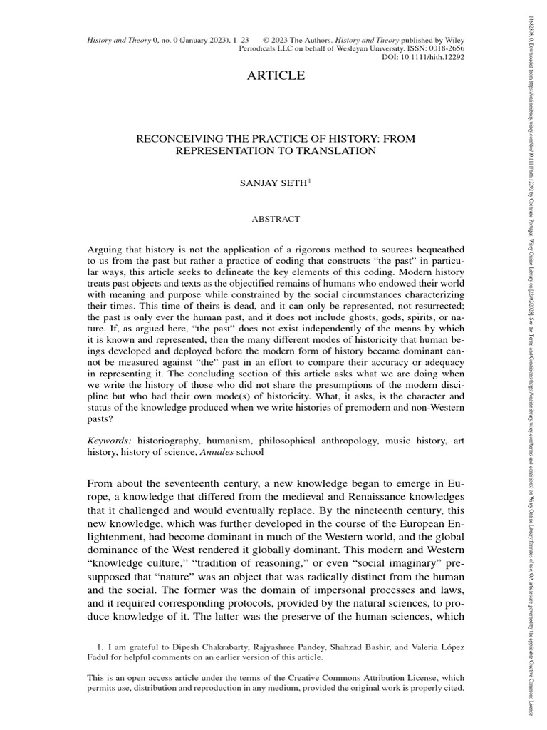 Rethinking Historical Representation | PDF | Science | Knowledge