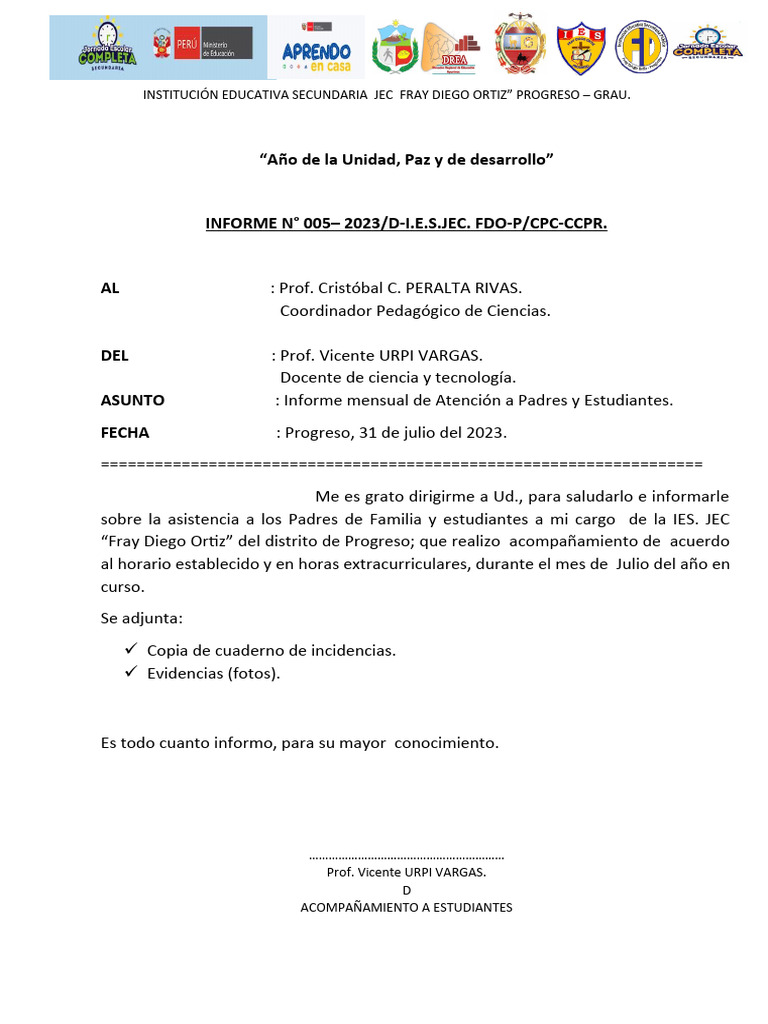 Modelo de Informe 2023 | PDF