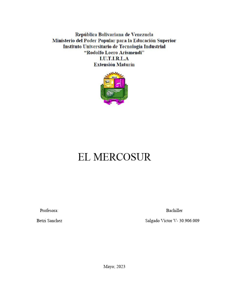 EL MERCOSUR Listo | PDF | Economias | El comercio internacional