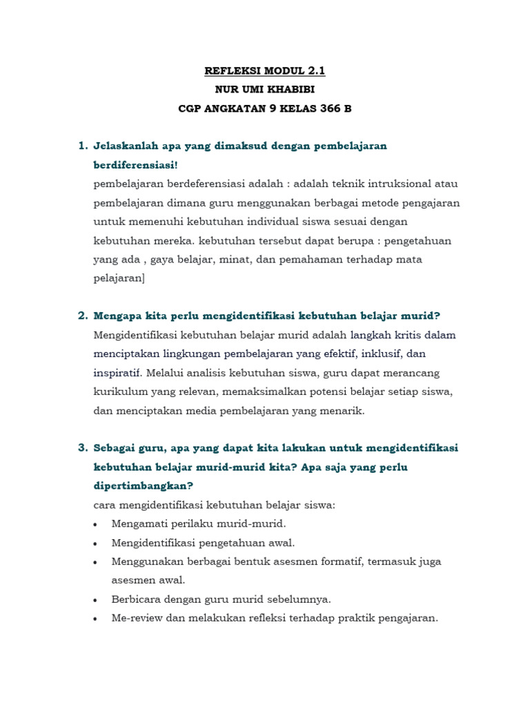 Refleksi Modul 2.1 | PDF