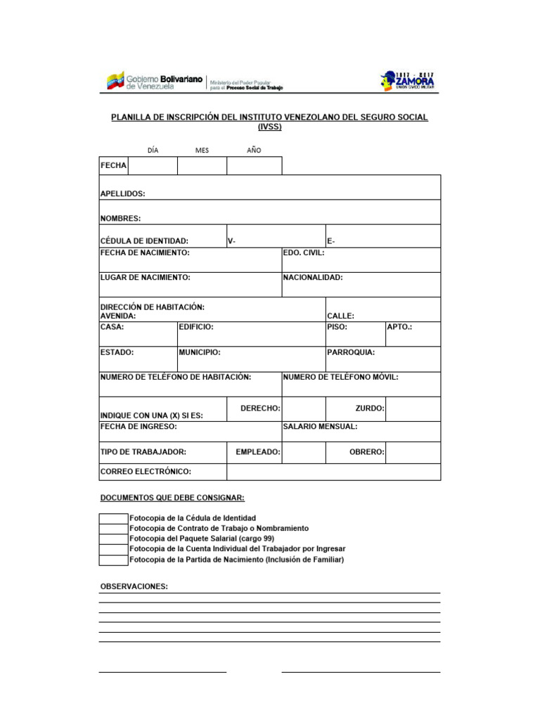 Formato Planilla Inclusion en Ivss | PDF