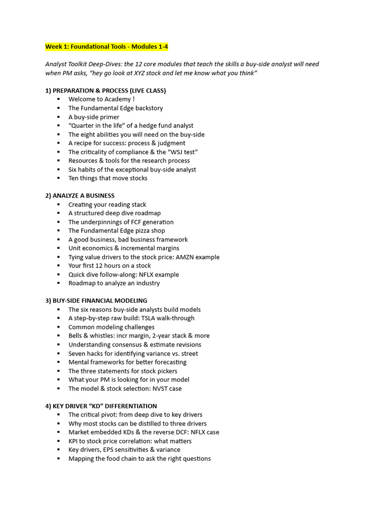 Fundamental Edge - Courses Curriculum | PDF | Valuation (Finance ...