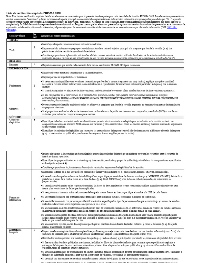 Check List para RSL | PDF | Metaanálisis | Estadísticas